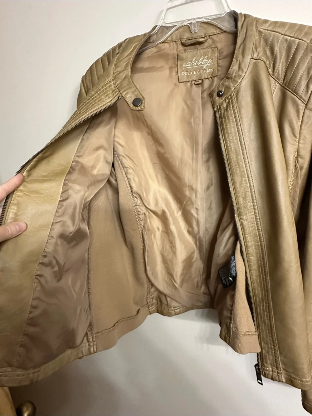 Sebby | Jackets & Coats | Sebby Light Brown Faux Leather Moto Jacket ...
